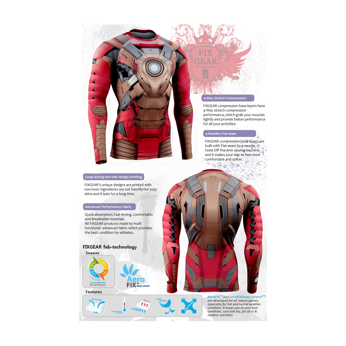 "FIXDROID" - FIXGEAR Second Skin Technical Compression Shirt